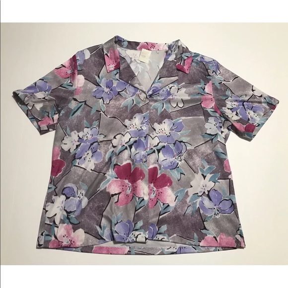 Tops | Vintage Womens Floral Colorful Button Up | Poshmark